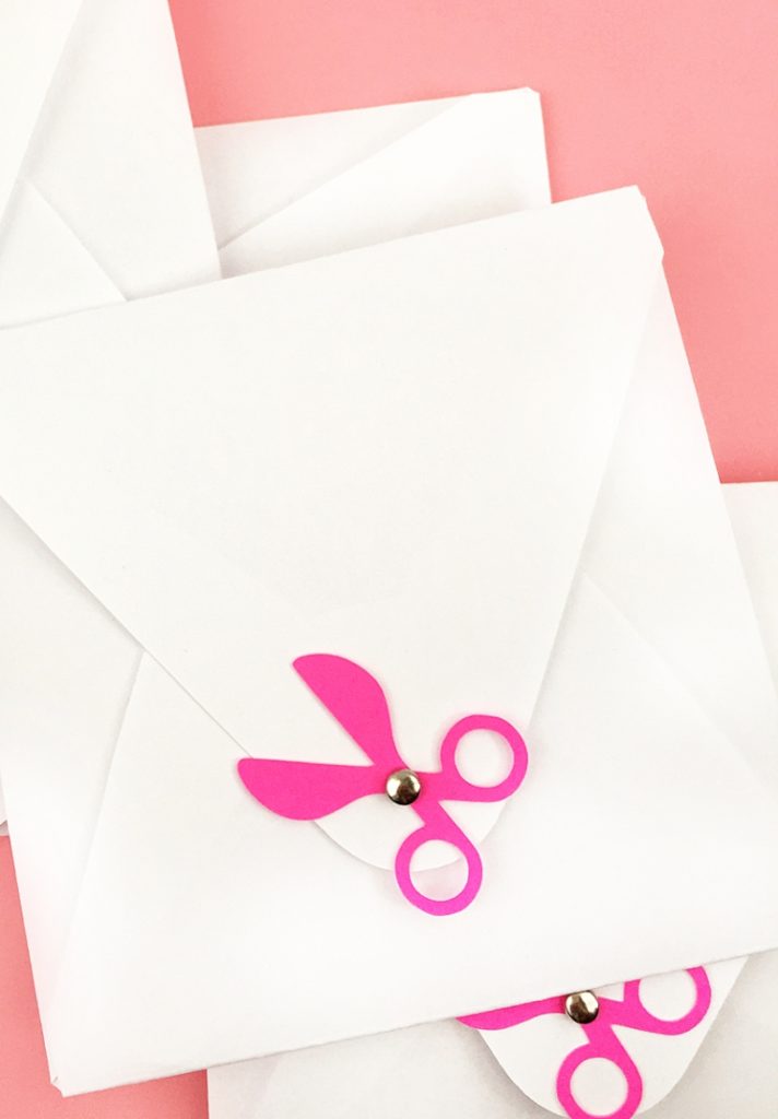 DIY Scissors Buttons on Envelopes