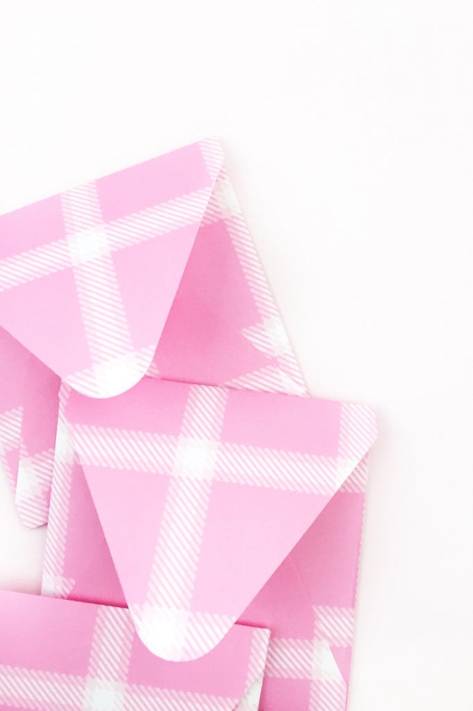 DIY Pink Plaid Envelopes