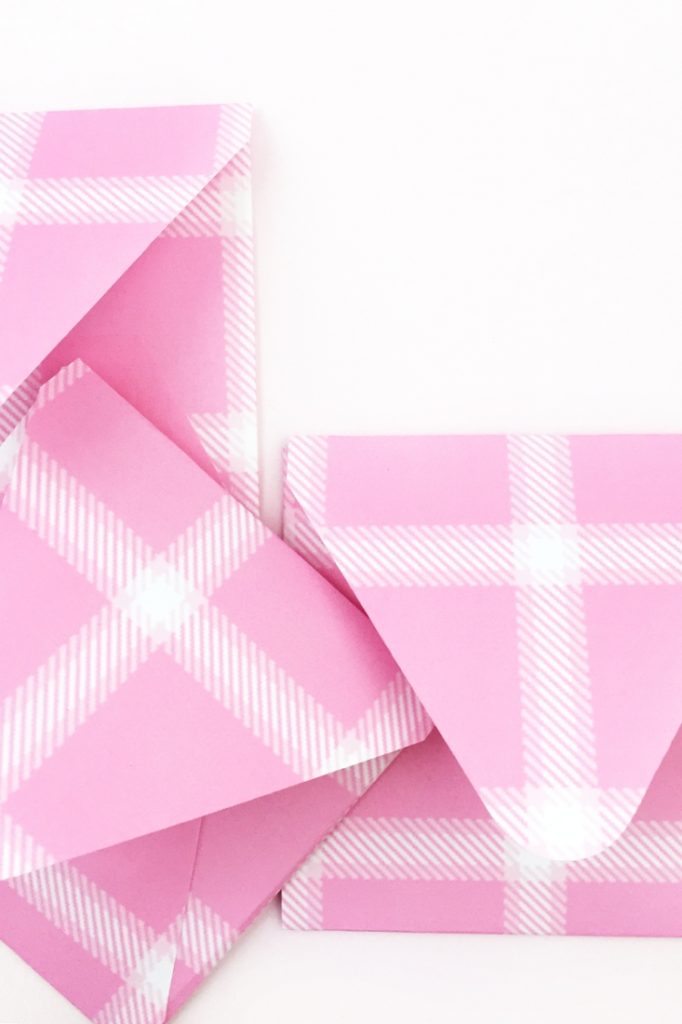 DIY Pink Plaid Envelopes